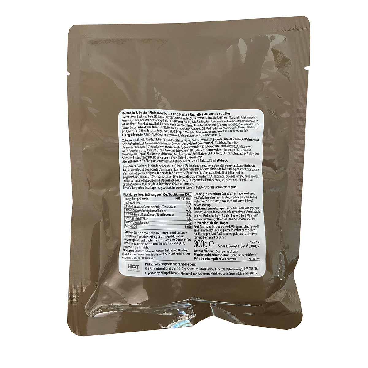 MRE Meatballs & Pasta Ready To Eat Meal | Base Camp Food