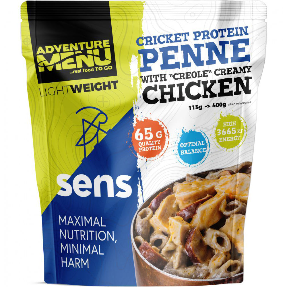 Adventure Menu Cricket Protein Penne with Chicken in Creole Cream Sauc