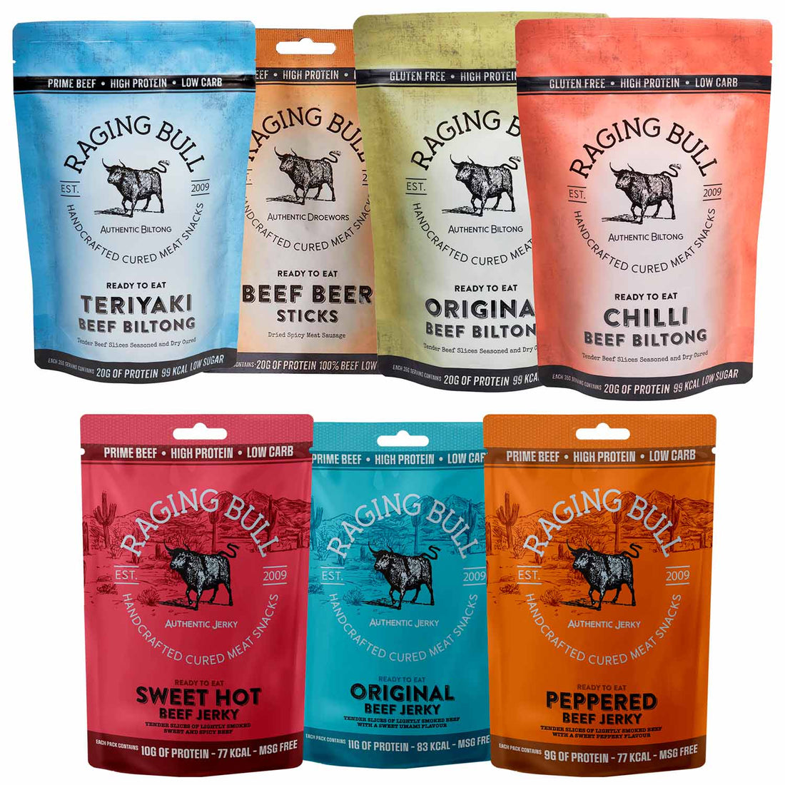 Raging Bull Beef Biltong 4 Pouches | Base Camp Food