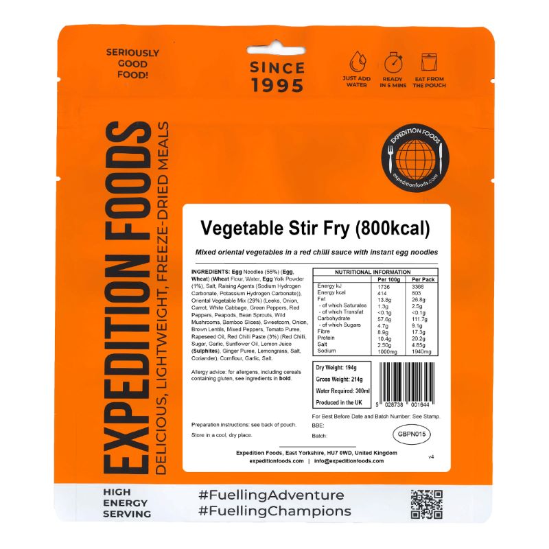Expedition Foods Vegetable Stir Fry (High Energy) | Base Camp Food