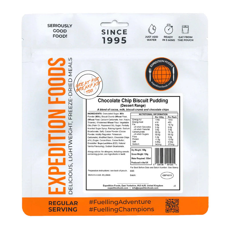 Expedition Foods Chocolate Chip Biscuit Pudding | Base Camp Food
